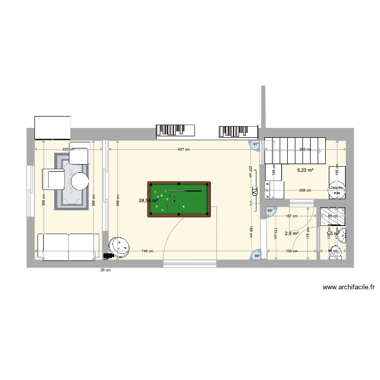 SALLE DE JEU - Plan dessiné par STEVE32