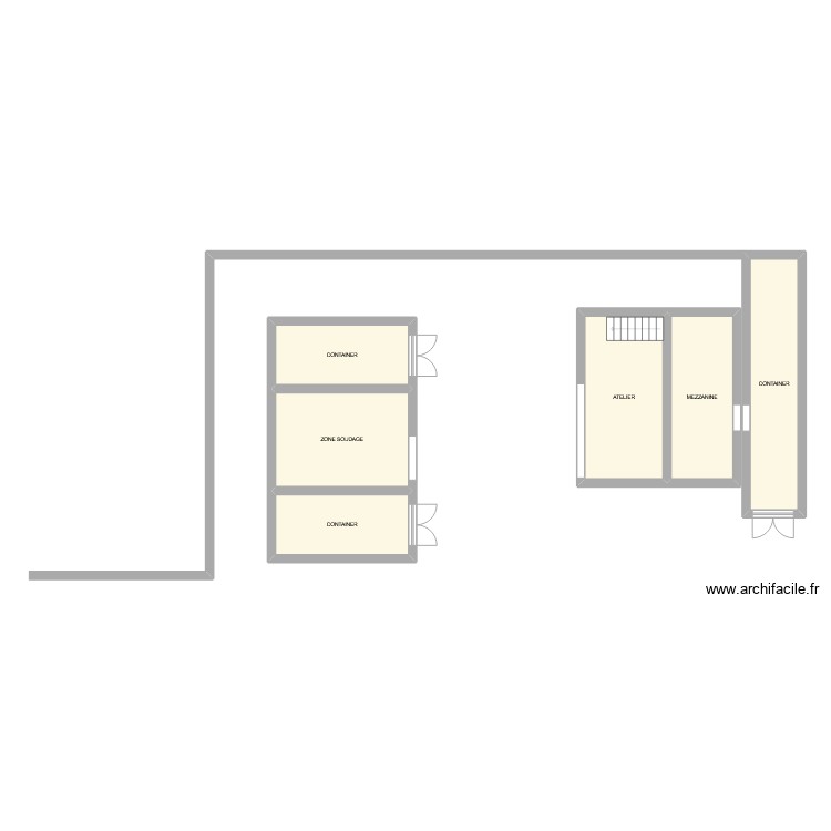 Atelier - Plan 6 pièces 74 m2 dessiné par VBX2