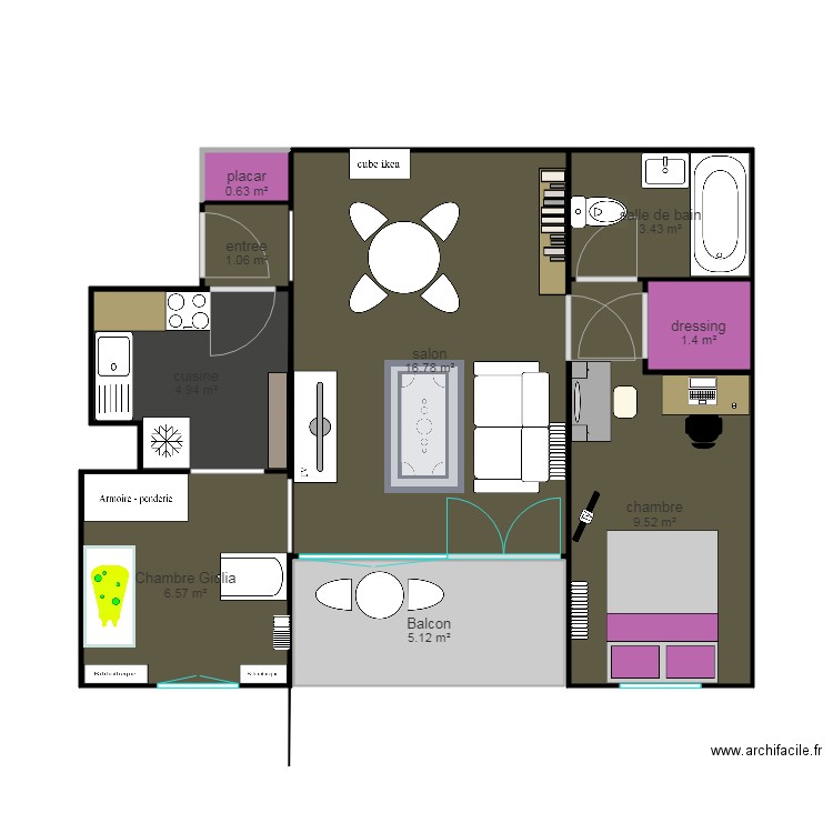 appart f2 - Plan dessiné par guillaumereuter