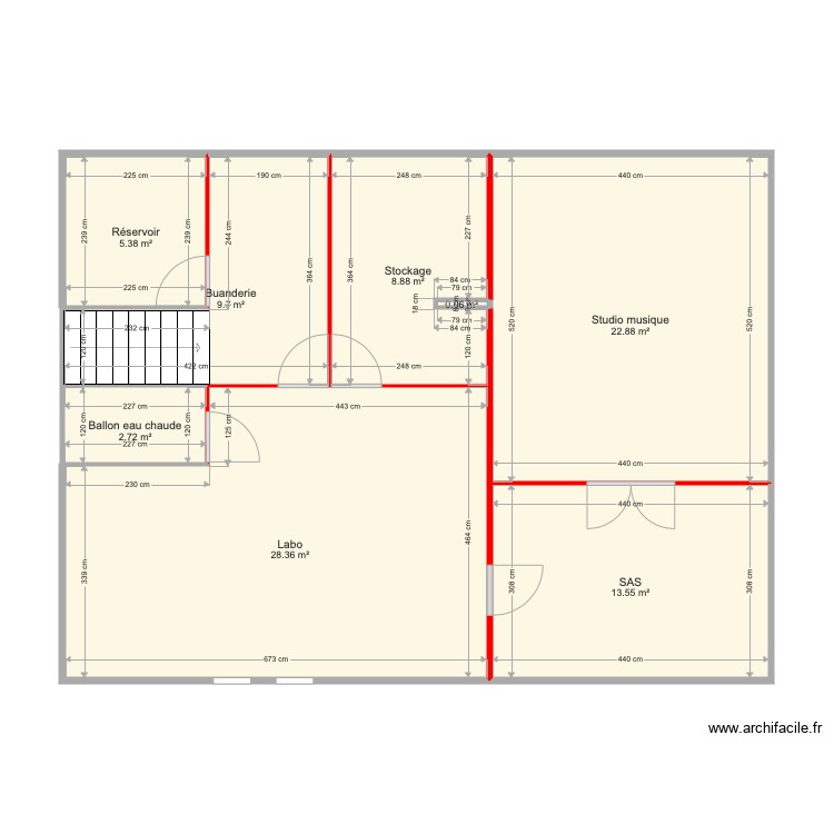 Sous sol - Plan dessiné par Anhanas