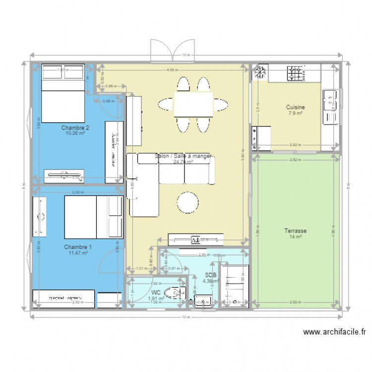 Plan maison 1 - Plan 7 pièces 75 m2 dessiné par CRL974
