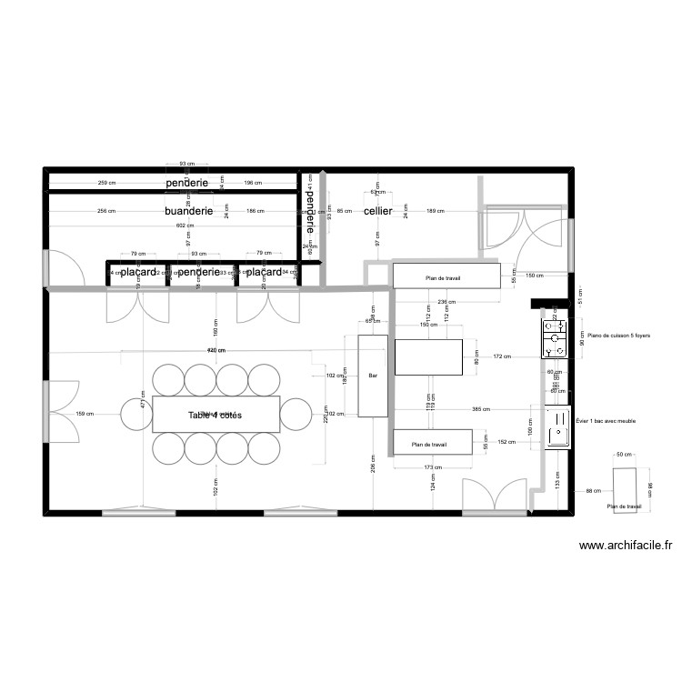 cuisine salle a manger - Plan 4 pièces 82 m2 dessiné par tarascon maison