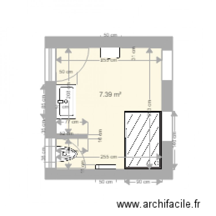 salle de douche - Plan dessiné par Frlv