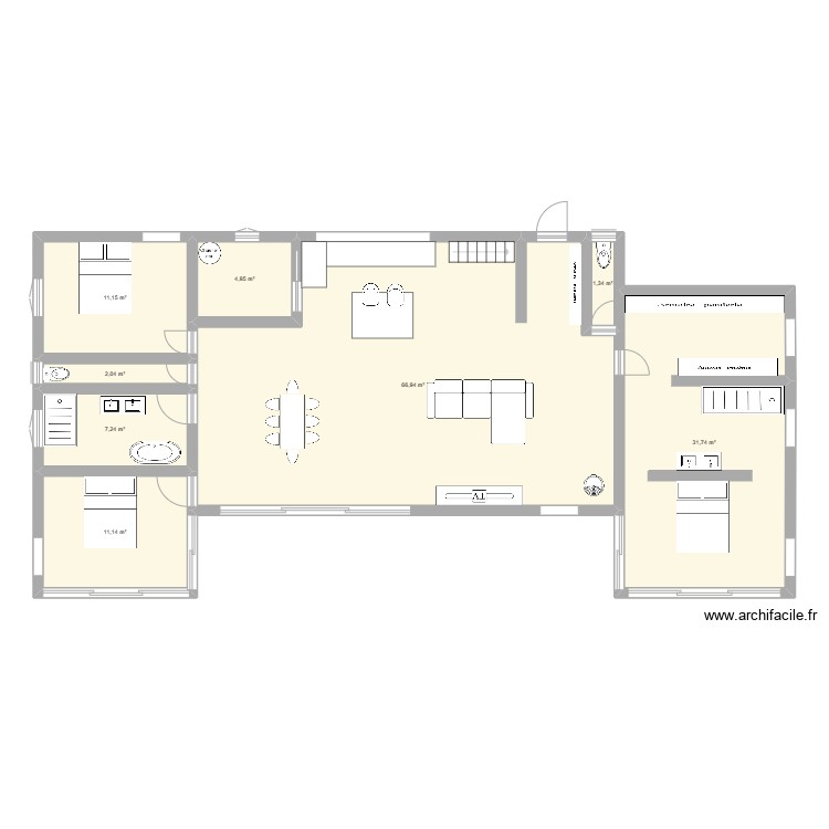 PLAN U2 - Plan 8 pièces 137 m2 dessiné par oceanegregory18
