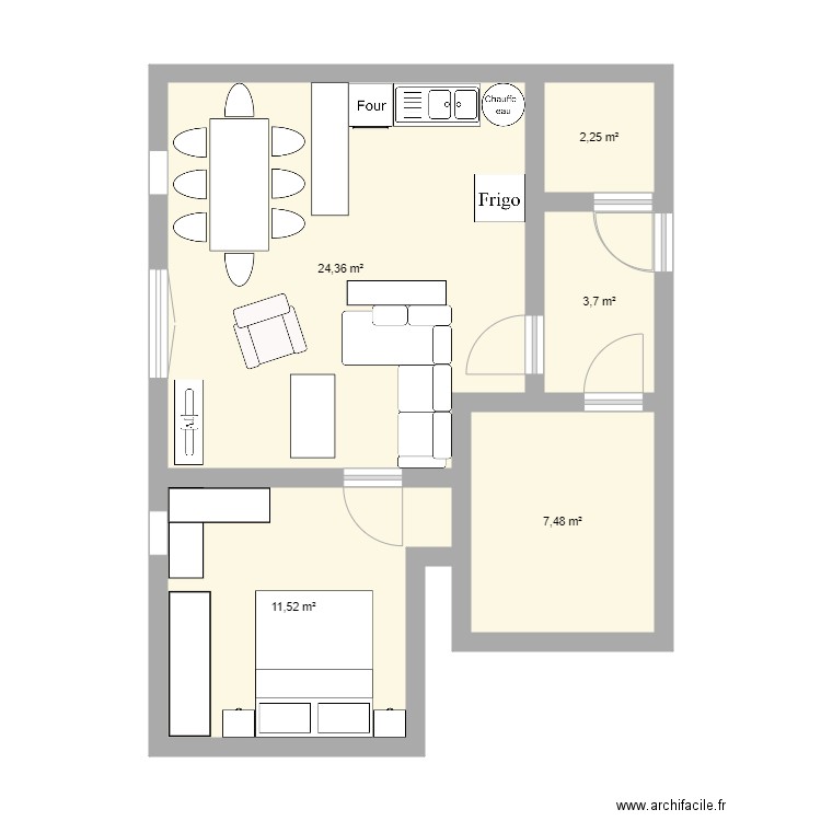 Plan 46m2 - Plan dessiné par Concfiflore