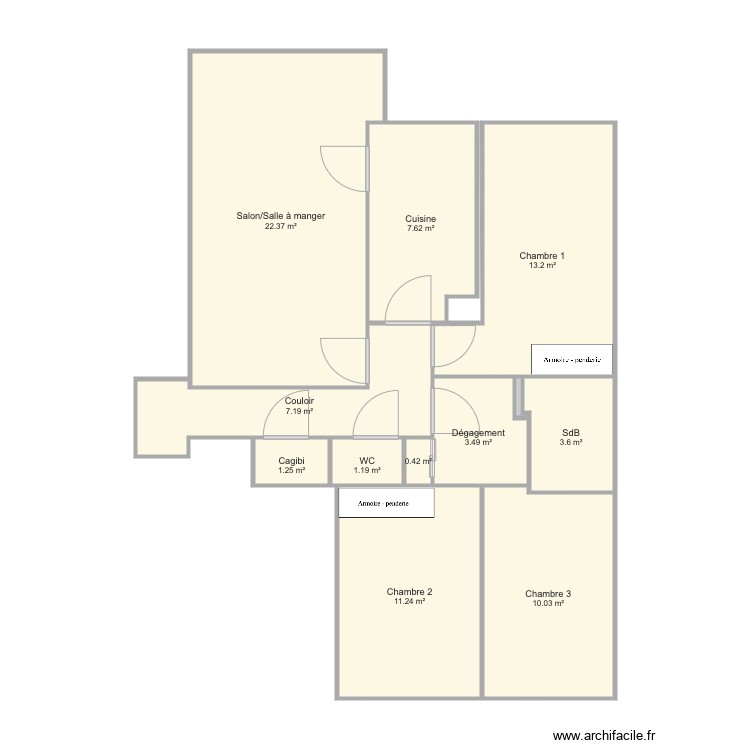Appartement F4 Choisy - Plan dessiné par Lenou_h