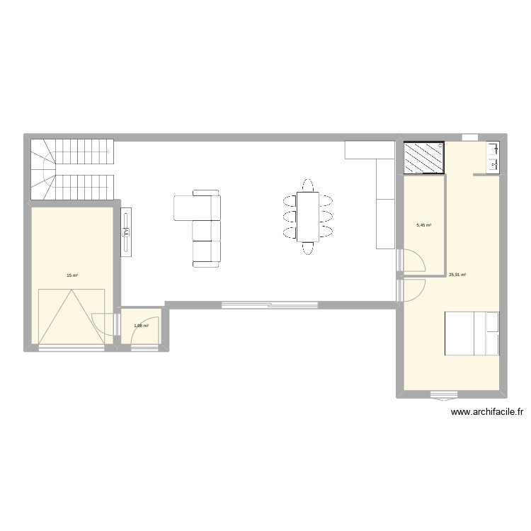 Maison - Plan 4 pièces 48 m2 dessiné par Enzoz