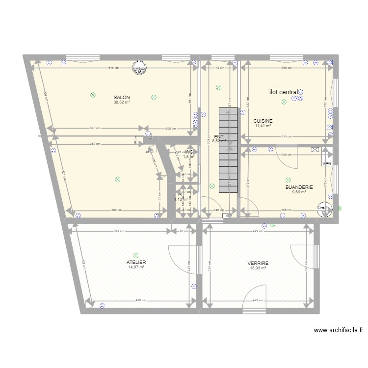 RDC élec. - Plan 8 pièces 92 m2 dessiné par Jostreet675