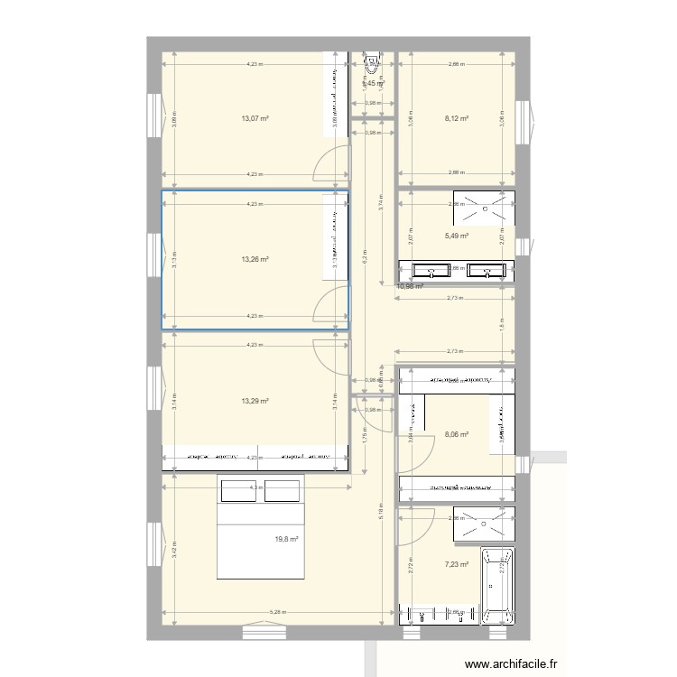 Maison Brun V2 - Plan dessiné par Jusca 13100