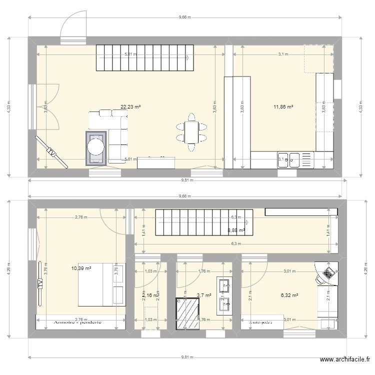 Plan RDC ETAGE - Plan dessiné par Lumee