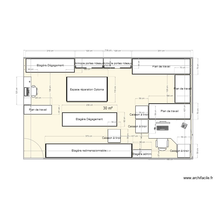 new atelier info - Plan 1 pièce 30 m2 dessiné par Tech_info