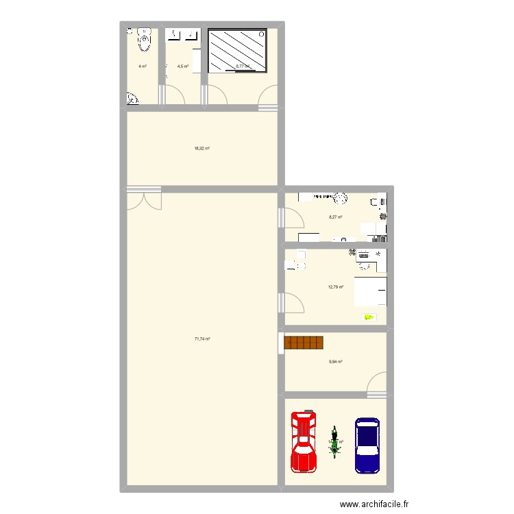 Batiment 1 - Plan 5 pièces 97 m2 dessiné par issadougiev