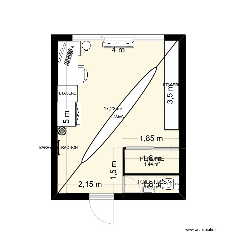 studio mha - Plan 3 pièces 20 m2 dessiné par ...