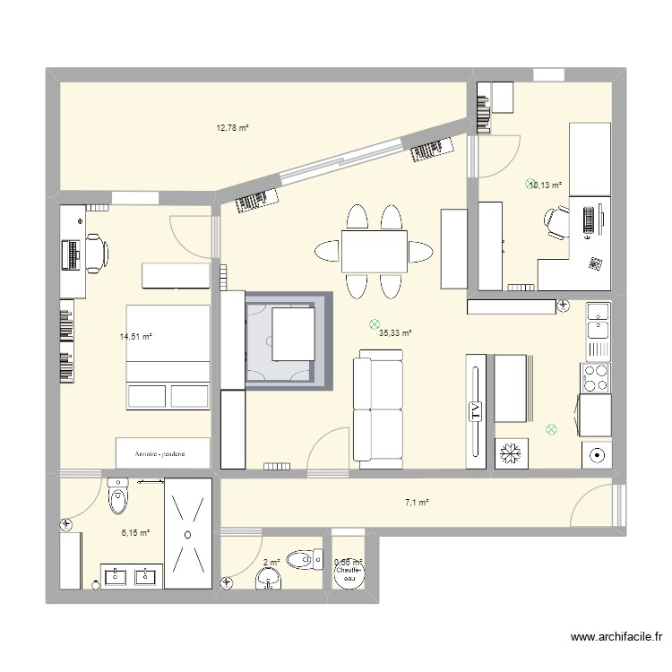 Test 80+13 - Plan 8 pièces 89 m2 dessiné par Melenil