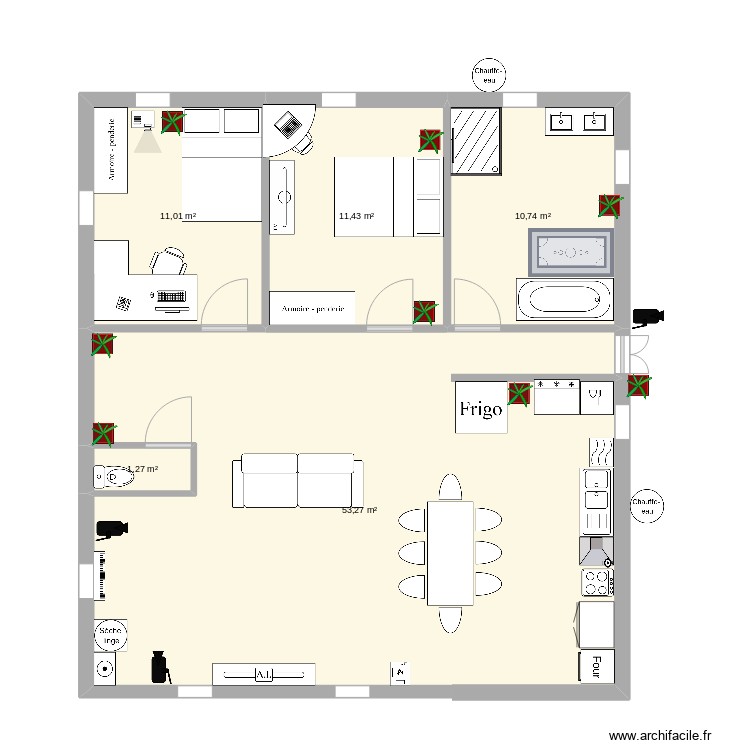 maison 90m2 - Plan 5 pièces 88 m2 dessiné par nooboy