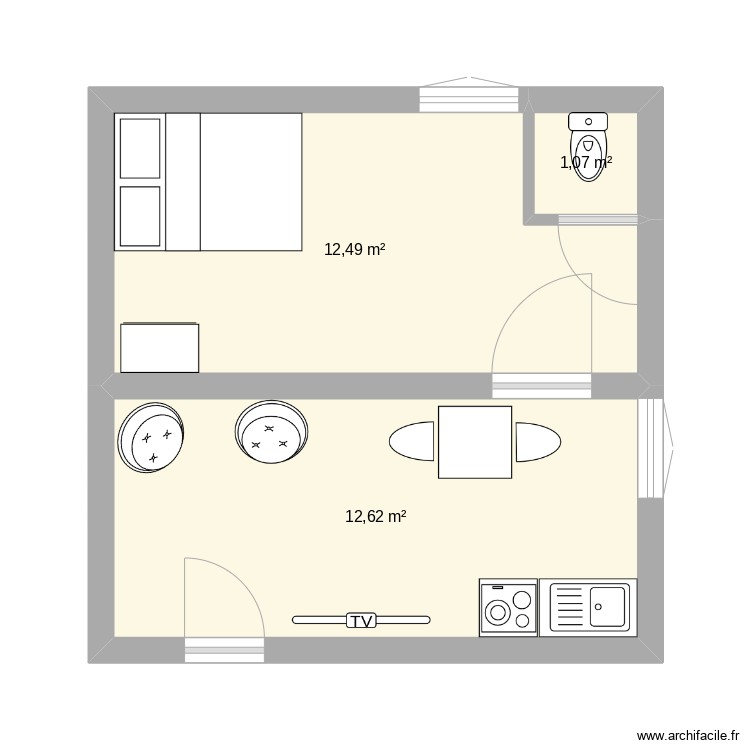 projet cabanon - Plan 3 pièces 26 m2 dessiné par luciefer666