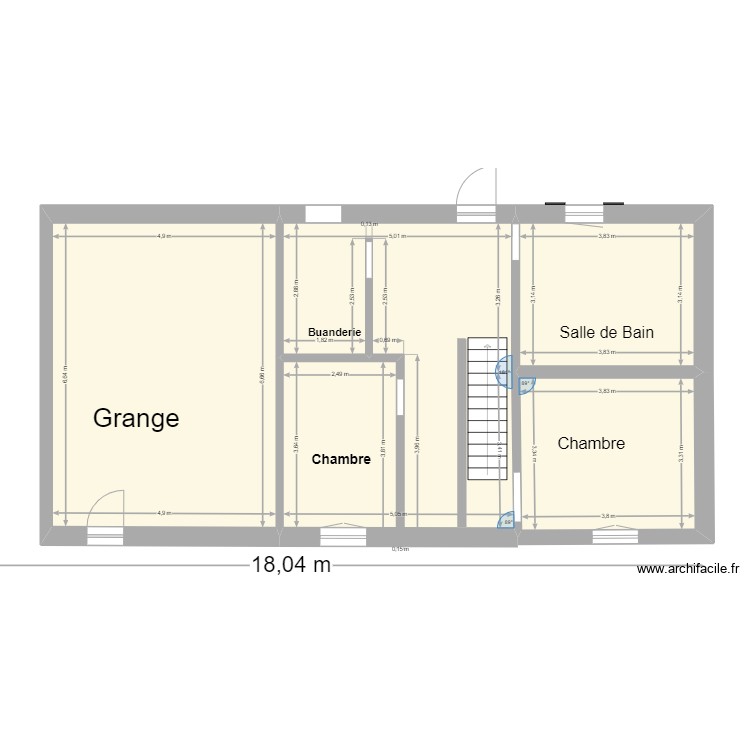 1er etage actuel - Plan 4 pièces 89 m2 dessiné par p1461