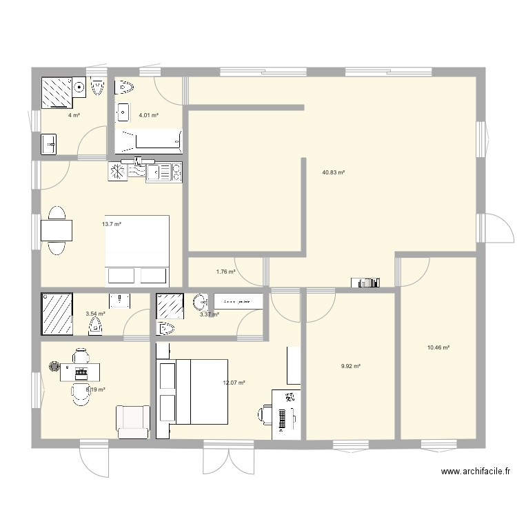Maison 120 m2 - Plan dessiné par Webmestre24