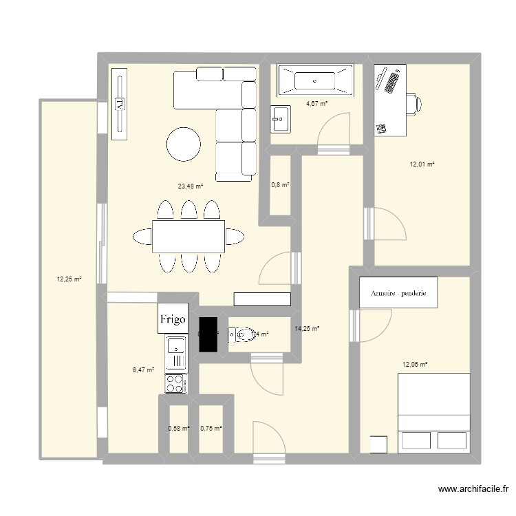appart sautron - Plan 12 pièces 89 m2 dessiné par juyms