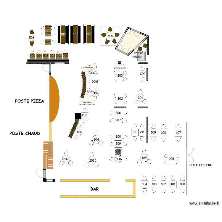 PLan resto - Plan 1 pièce 4 m2 dessiné par Alexsigno