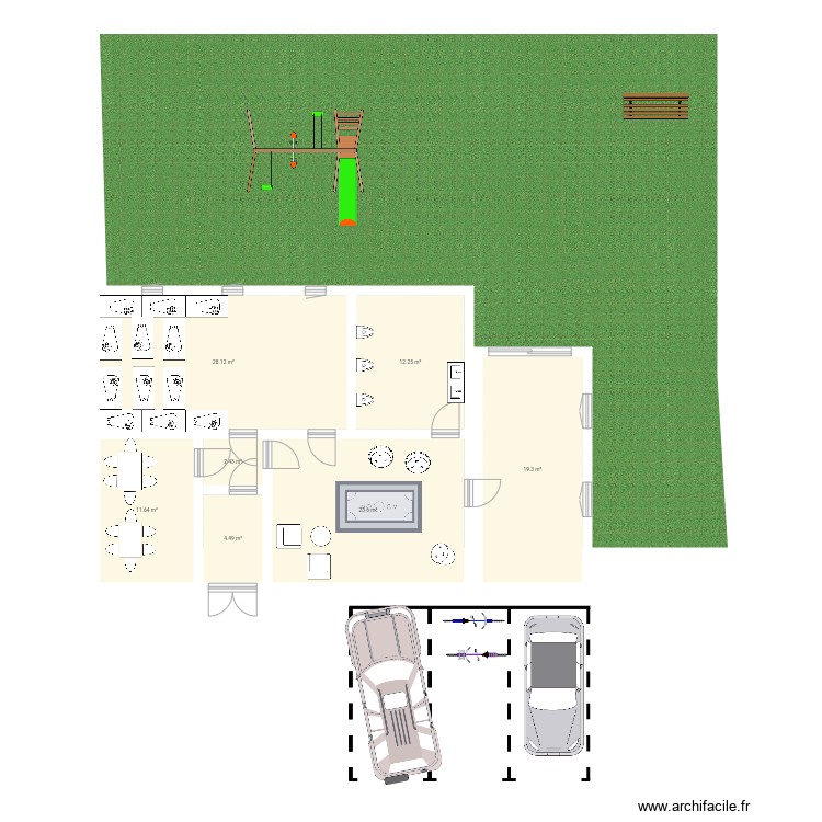 Kindergarten 12 Kinder - Plan dessiné par JoJoSo