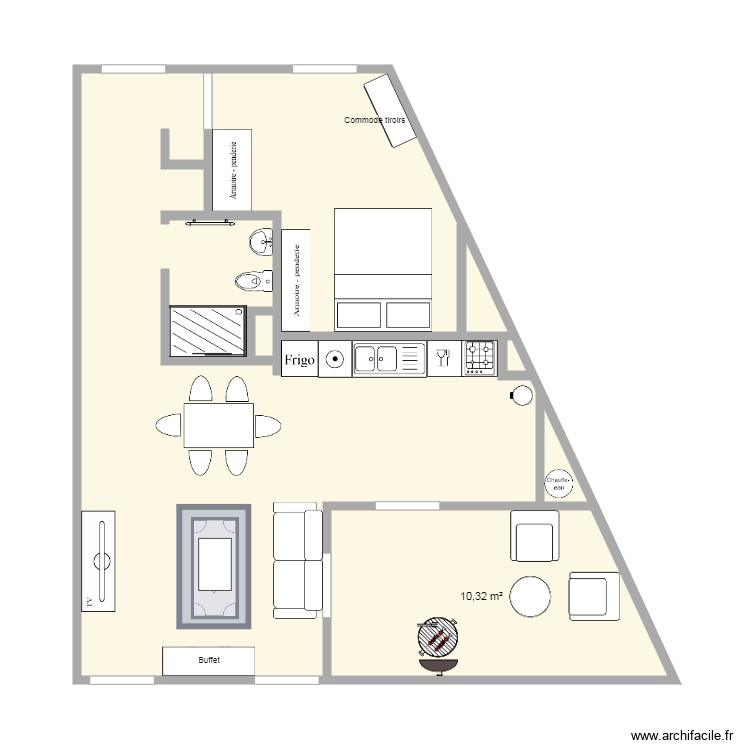 Plan 2 - Plan 3 pièces 55 m2 dessiné par Maxime512
