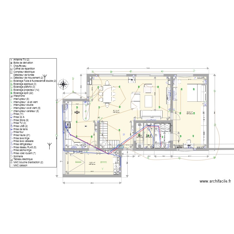 RDC V2 v3 - Plan 5 pièces 104 m2 dessiné par OCM BATIMENT