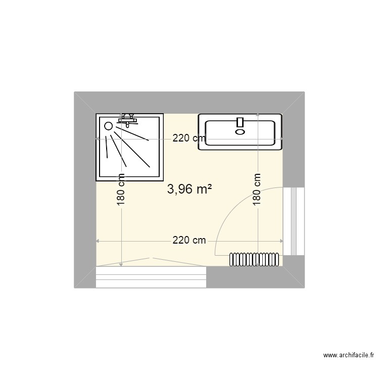 salle de douche - Plan 1 pièce 4 m2 dessiné par stephgabinou