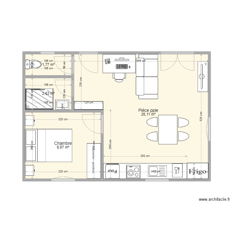Plan – T2 40m2 – Par T8E0 ️ | ArchiFacile