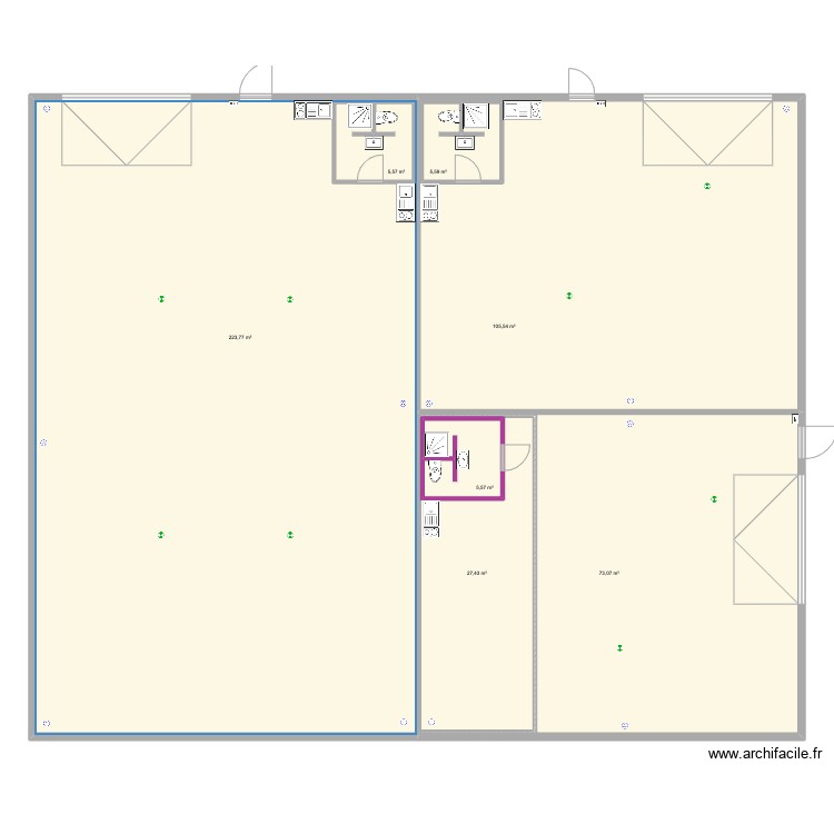 Bâtiment 2 - Plan 7 pièces 509 m2 dessiné par G3iD