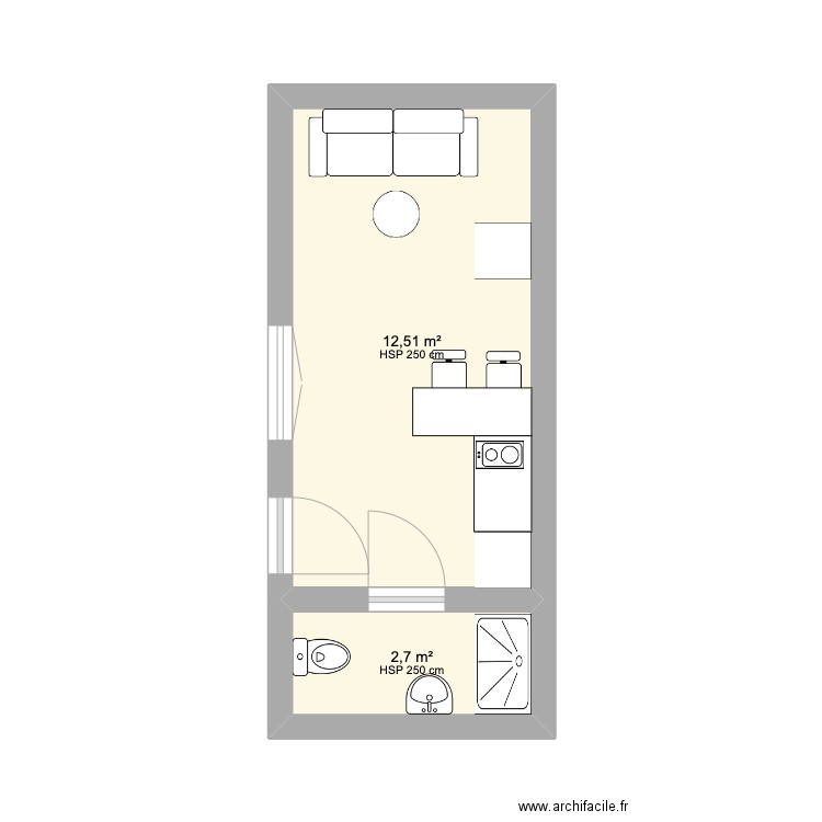 remise - Plan 2 pièces 15 m2 dessiné par gildas...