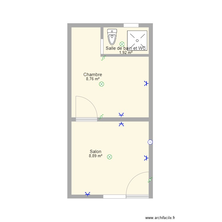 studio - Plan 3 pièces 20 m2 dessiné par scott3