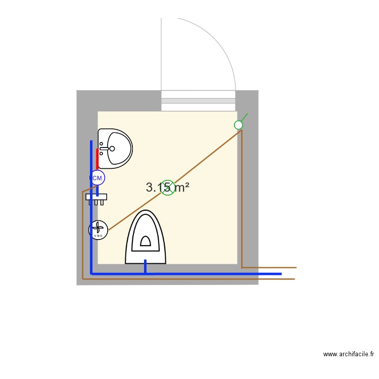 wc bureau - Plan dessiné par bintinais