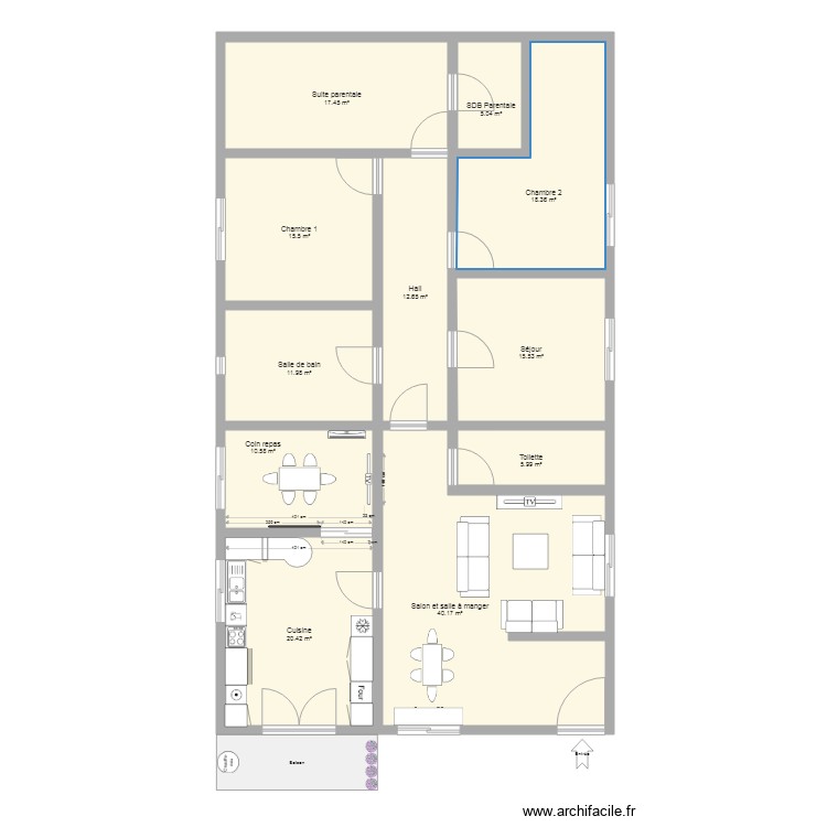 Plan Maison Aziz 190m - Plan dessiné par AzizCh