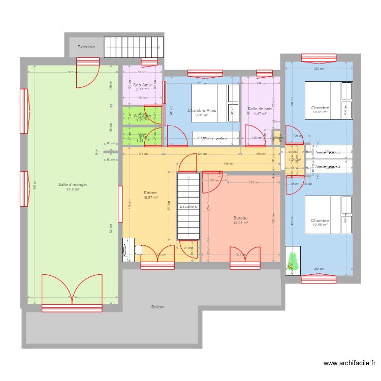 MOUANS 3 - Plan 14 pièces 135 m2 dessiné par yaya070