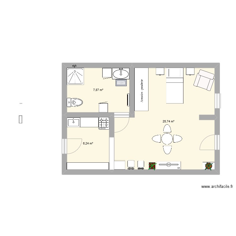 Plan - Plan 3 pièces 40 m2 dessiné par lohysse