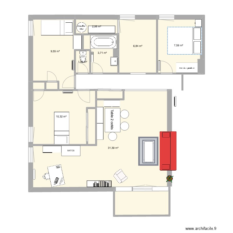 Projet appart - Plan dessiné par vinz08