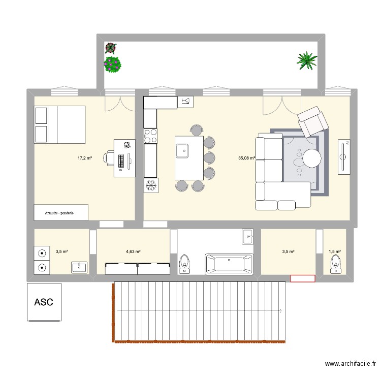 2 place de l'octroi - Plan 6 pièces 65 m2 dessiné par kkkhhh