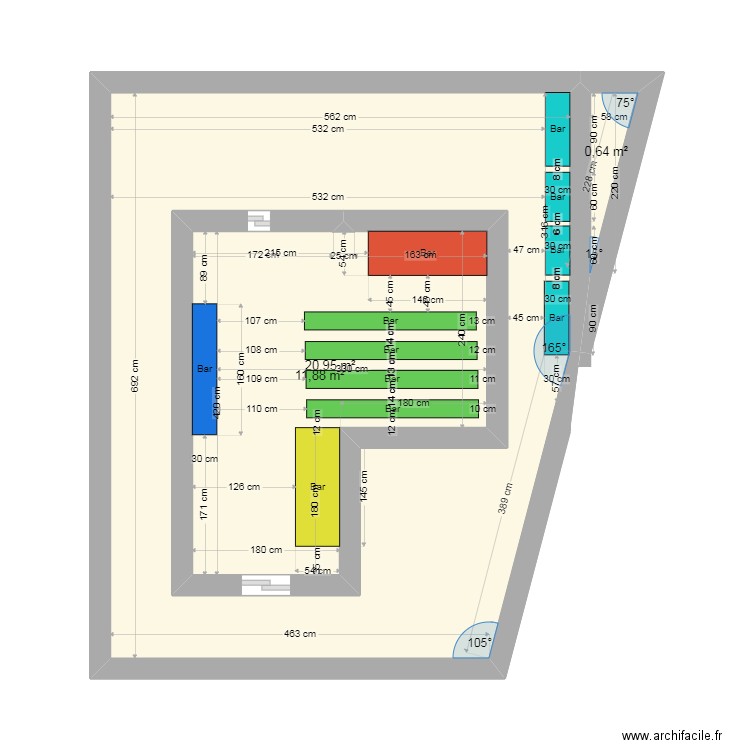 USINE CHE - Plan 3 pièces 50 m2 dessiné par Yabil10