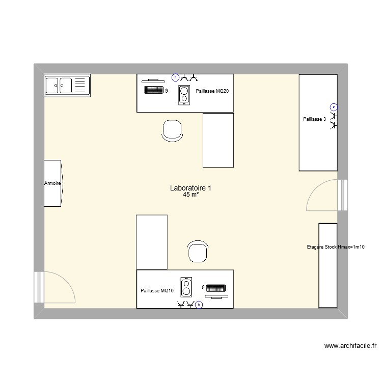 Laboratoire 1 - Plan 1 pièce 45 m2 dessiné par gblanquet