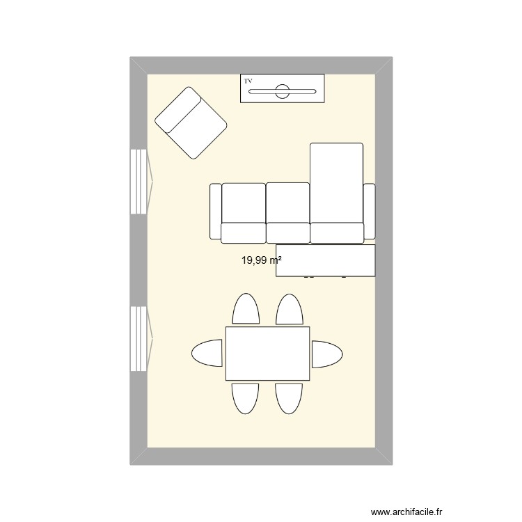 SALON - Plan 1 pièce 20 m2 dessiné par celineaunon