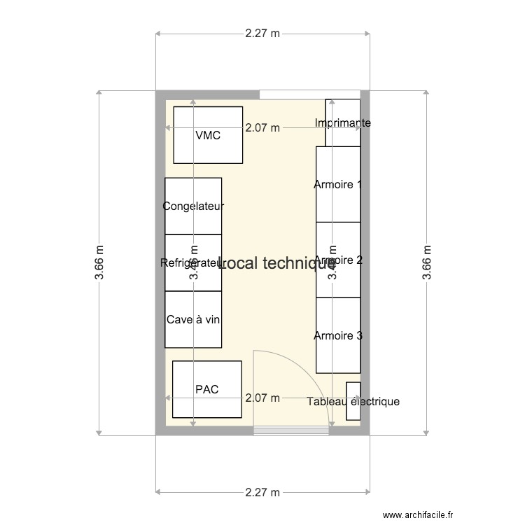 Local technique - Plan dessiné par Cechalou
