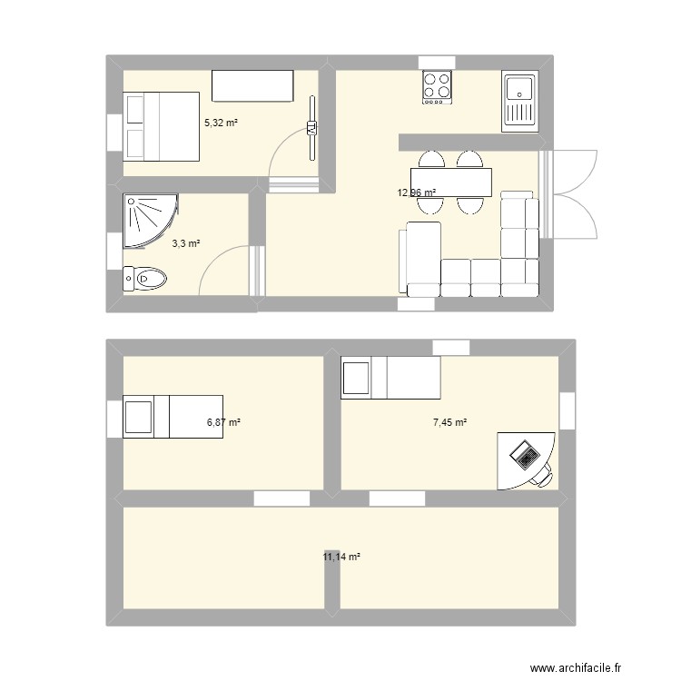RAK - Plan 6 pièces 47 m2 dessiné par Rakoto1991