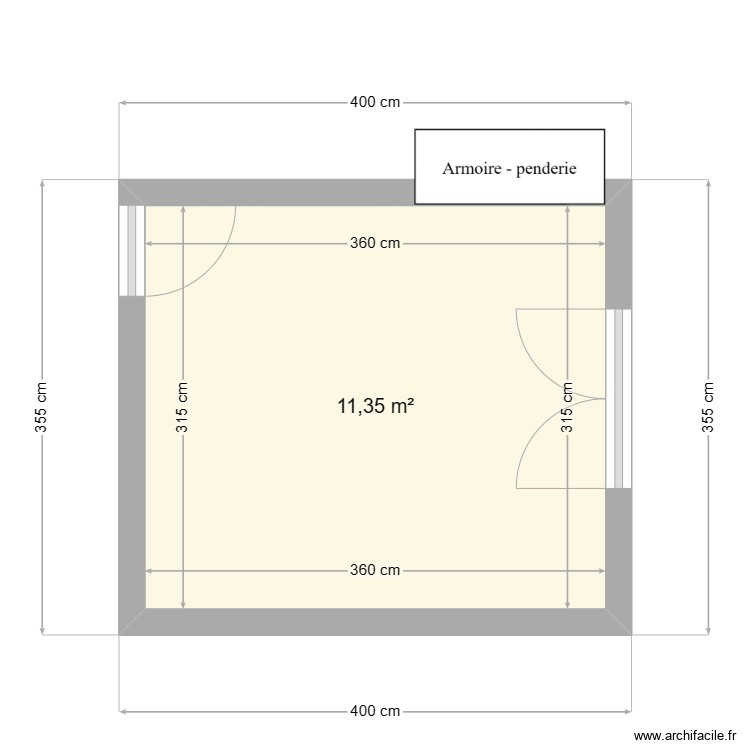 dressing - Plan 1 pièce 11 m2 dessiné par croco77