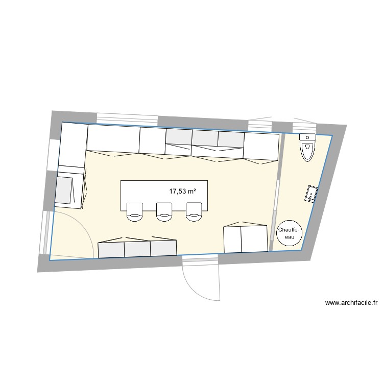 Cuisine le Flayosquet - Plan 1 pièce 18 m2 dessiné par mcherdo