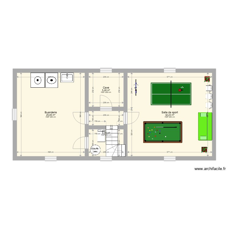 Sous Sol Maison - Plan dessiné par SmartiesPower