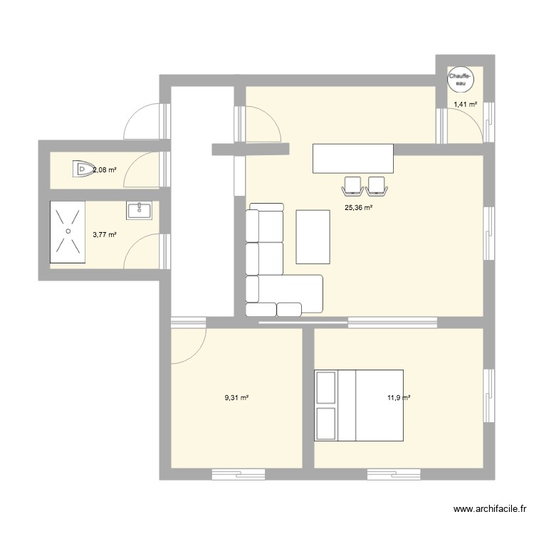 appart st pierre - Plan 6 pièces 54 m2 dessiné par BDUMDUM