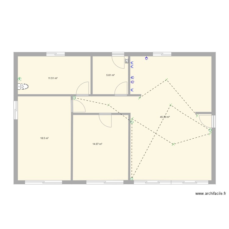 Appartement F5 séjour - Plan dessiné par christophechant