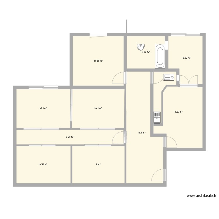 Appartement F3 - Plan dessiné par komikoWest
