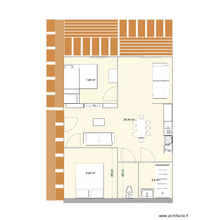 MIMIZAN - Plan 4 pièces 49 m2 dessiné par timdi